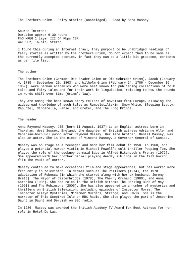 The Brothers Grimm Fairy Stories | PDF | Brothers Grimm | Fairy Tales