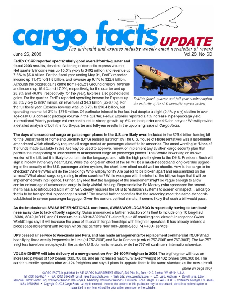 2003.06.26 CargoFacts - Airfreight and Express Industry Newsletter ...