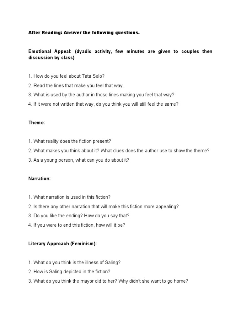 Analyzing Tata Selo's Themes and Narration | PDF