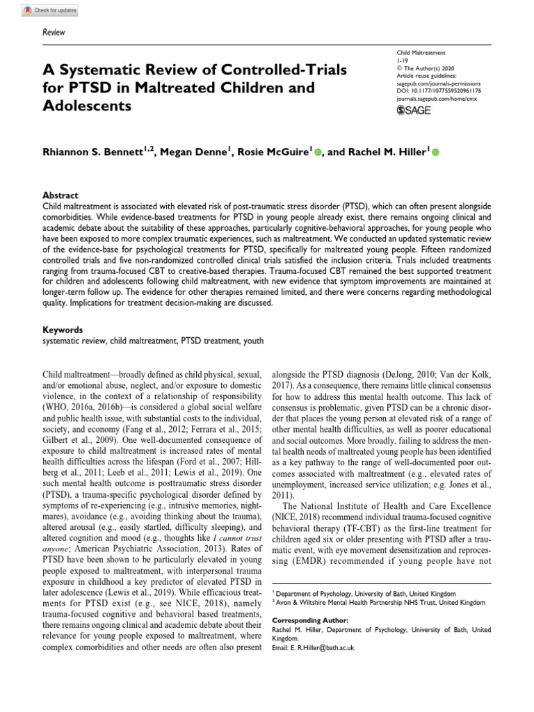 Bennett 2020 | PDF | Child Abuse | Cognitive Behavioral Therapy