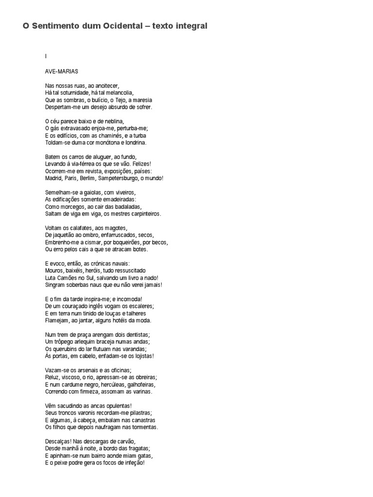 O Sentimento de Um Ocidental - II | PDF