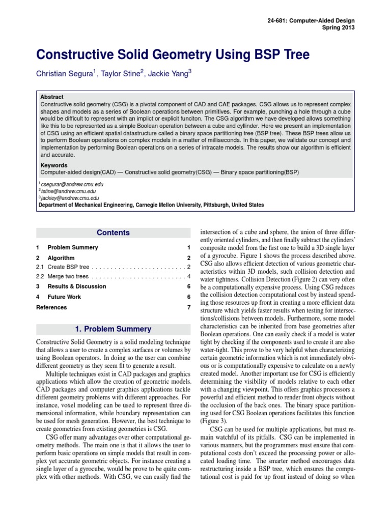CSG Report | Download Free PDF | Geometry | Computing