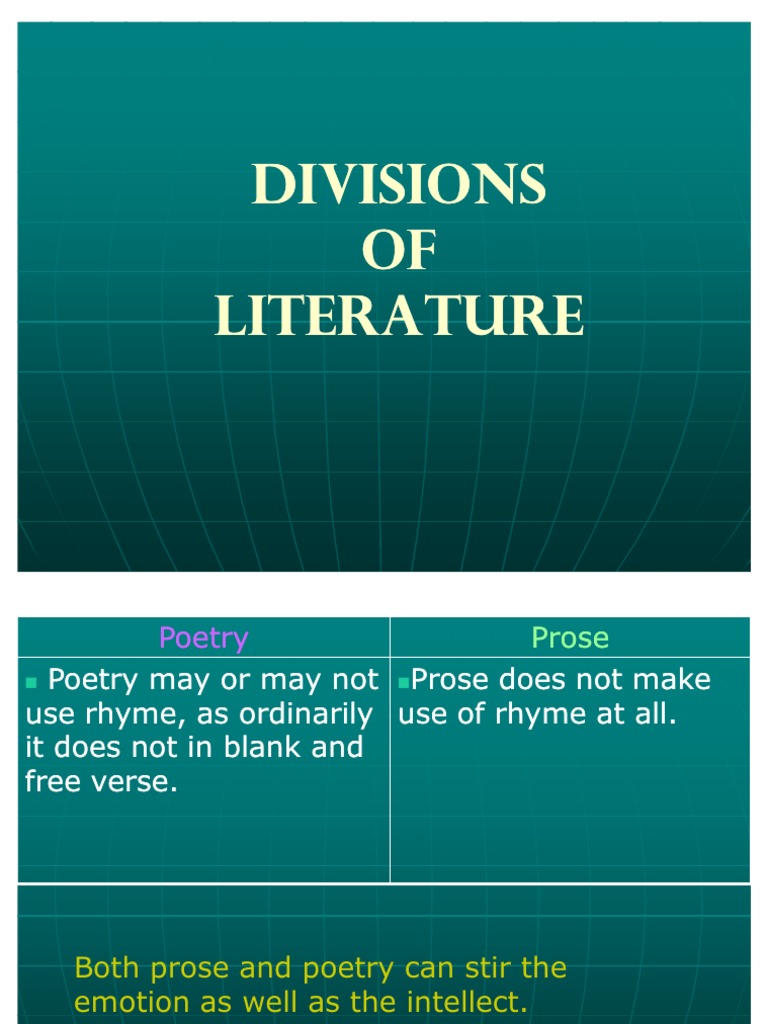 Divisions of Literature | PDF | Sonnets | Poetry