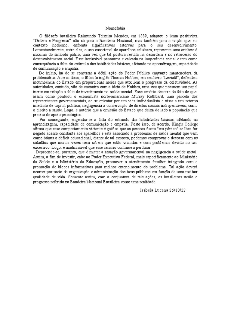 Nomofobia | PDF | Saúde mental | Aprendizado