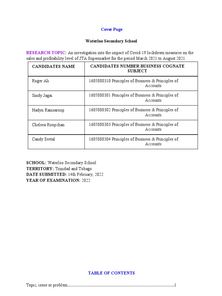 Draft Sba For Poa and Pob | PDF | Supermarket | Grocery Store
