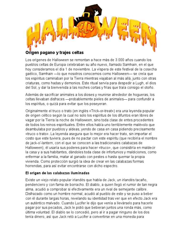 Origen Del Halloween | PDF | Víspera de Todos los Santos | Sobrenatural