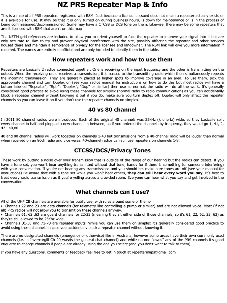 PRS Repeater Map | PDF | Radio | Electrical Engineering