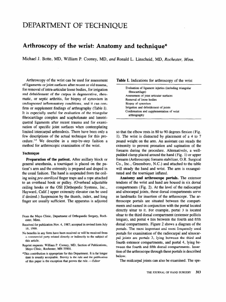 Arthroscopy of The Wrist - Anatomy and Technique | PDF | Hand ...