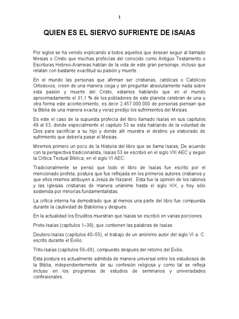 Quien Es El Siervo Sufriente de Isaias | PDF | Libro de Isaías | Mesías