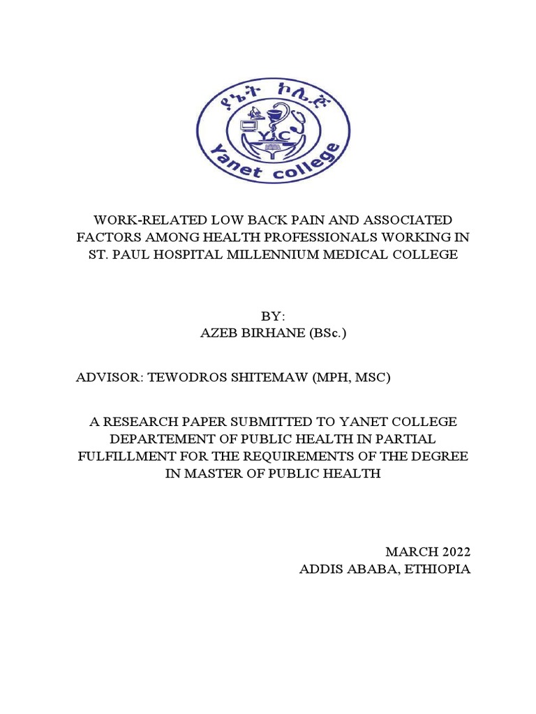 Azeb Thesis | PDF | Low Back Pain | Health Sciences
