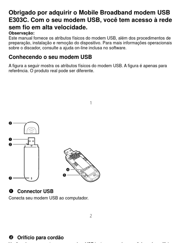 Huawei E303 Manual Do Usuário | PDF | Rede de computadores | Microsoft Windows