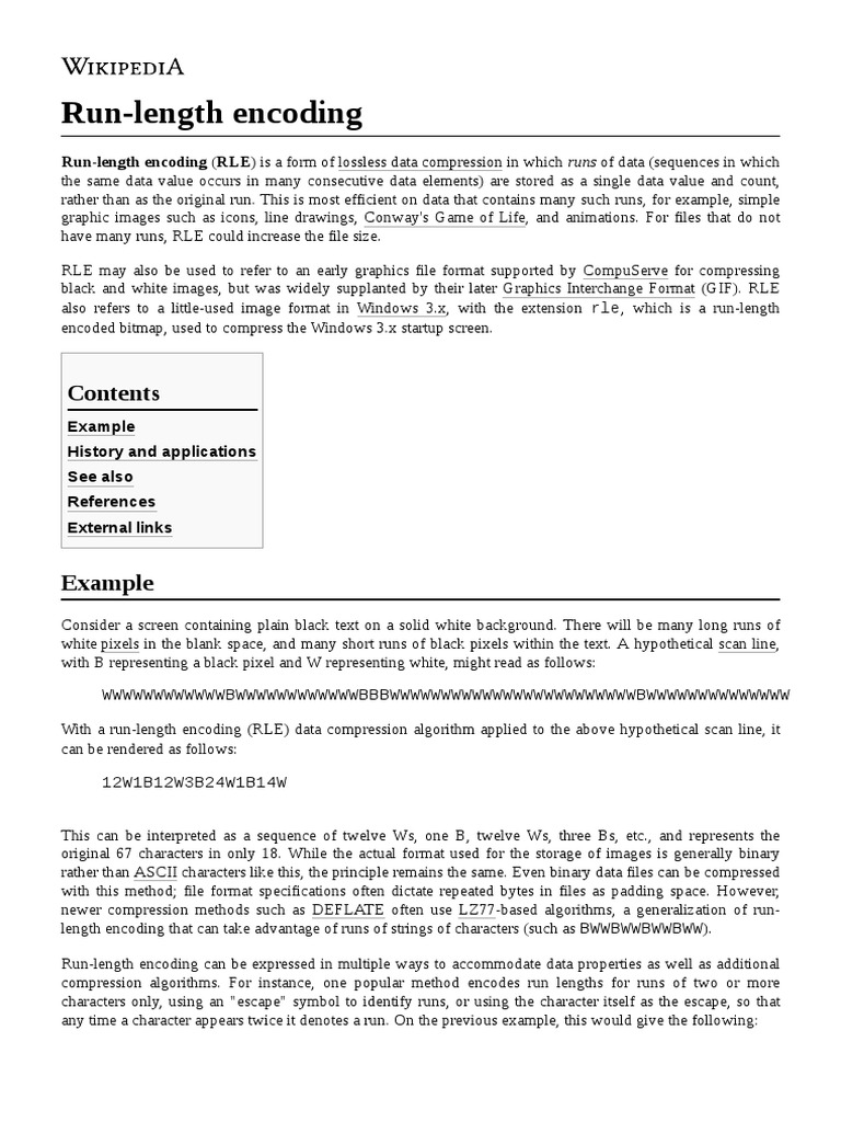 Run Length Encoding Pdf Computer Science Computer Programming 