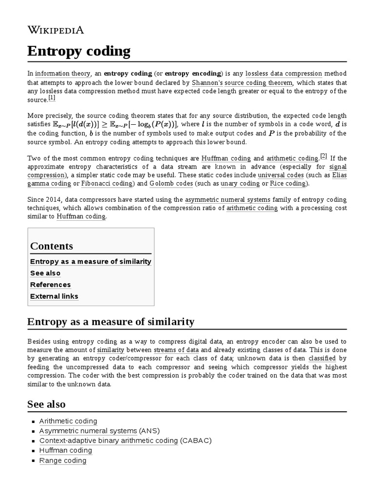 Entropy Coding Pdf Data Compression Computer Science 