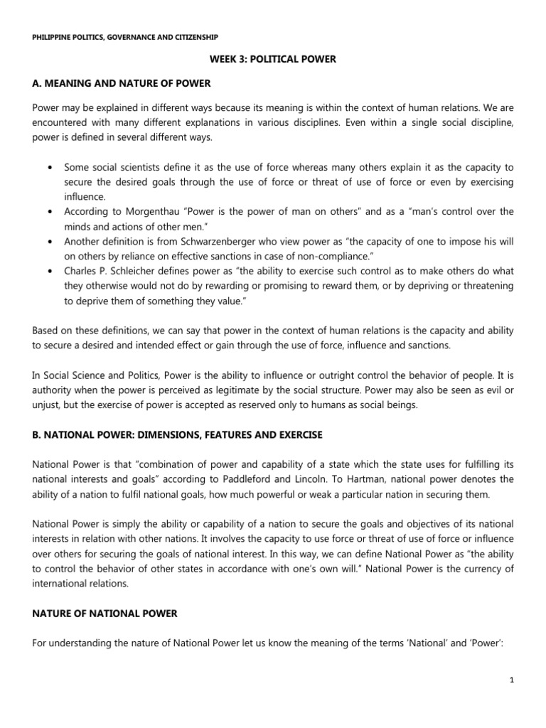 Week 3 - Political Power | PDF | Power (Social And Political) | Charisma