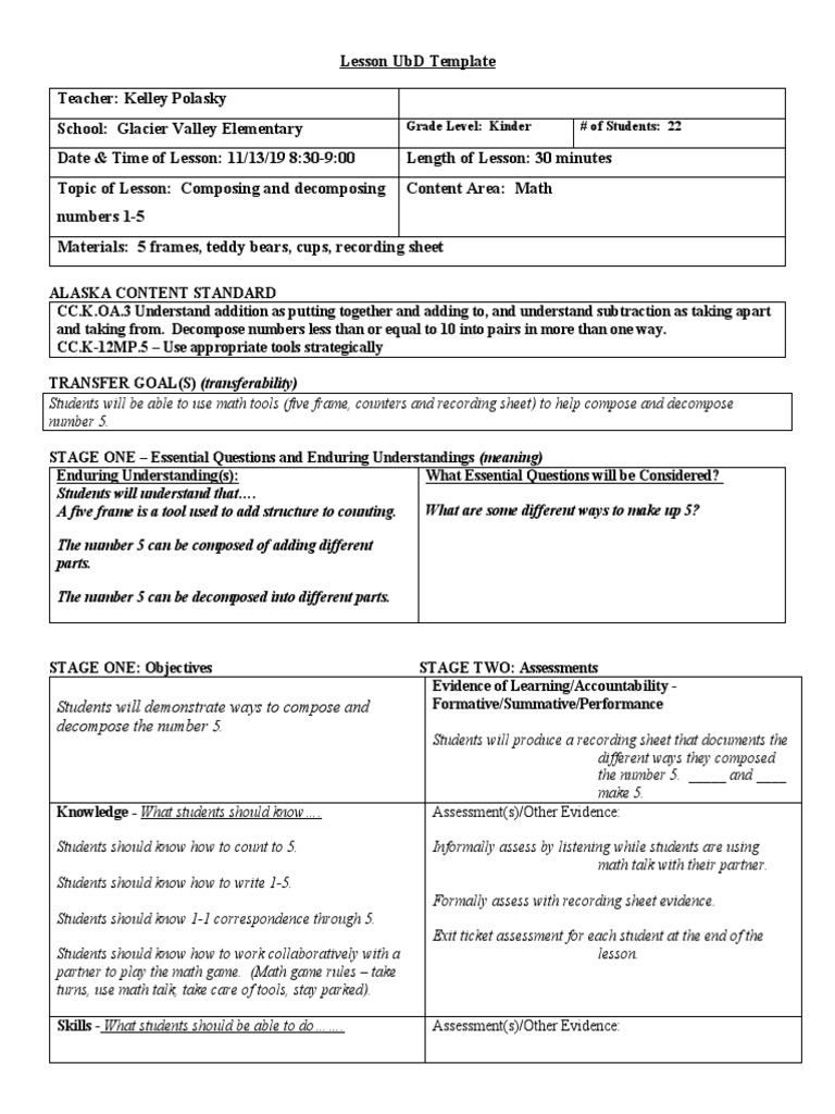 Composing and Decomposing 5 | PDF | Teaching | Behavior Modification