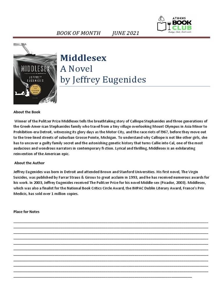 Middlesex JUNE 2021 | PDF | Young Adult | General Fiction