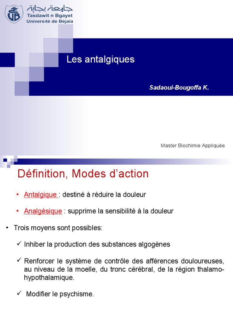 Classification des Antalgiques et Douleurs | PDF
