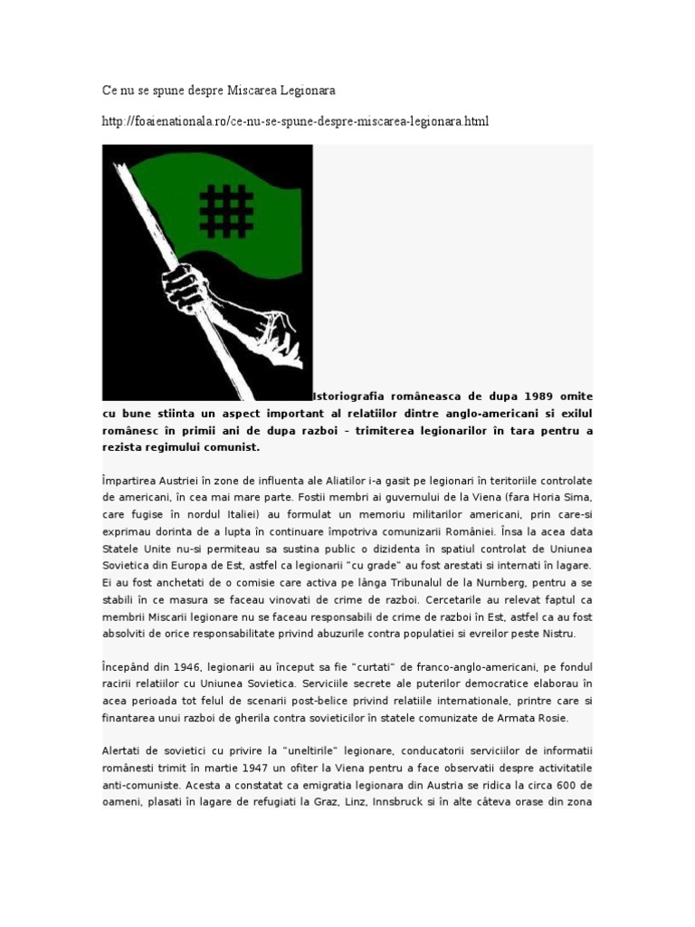 Ce Nu Se Spune Despre Miscarea Legionara | PDF