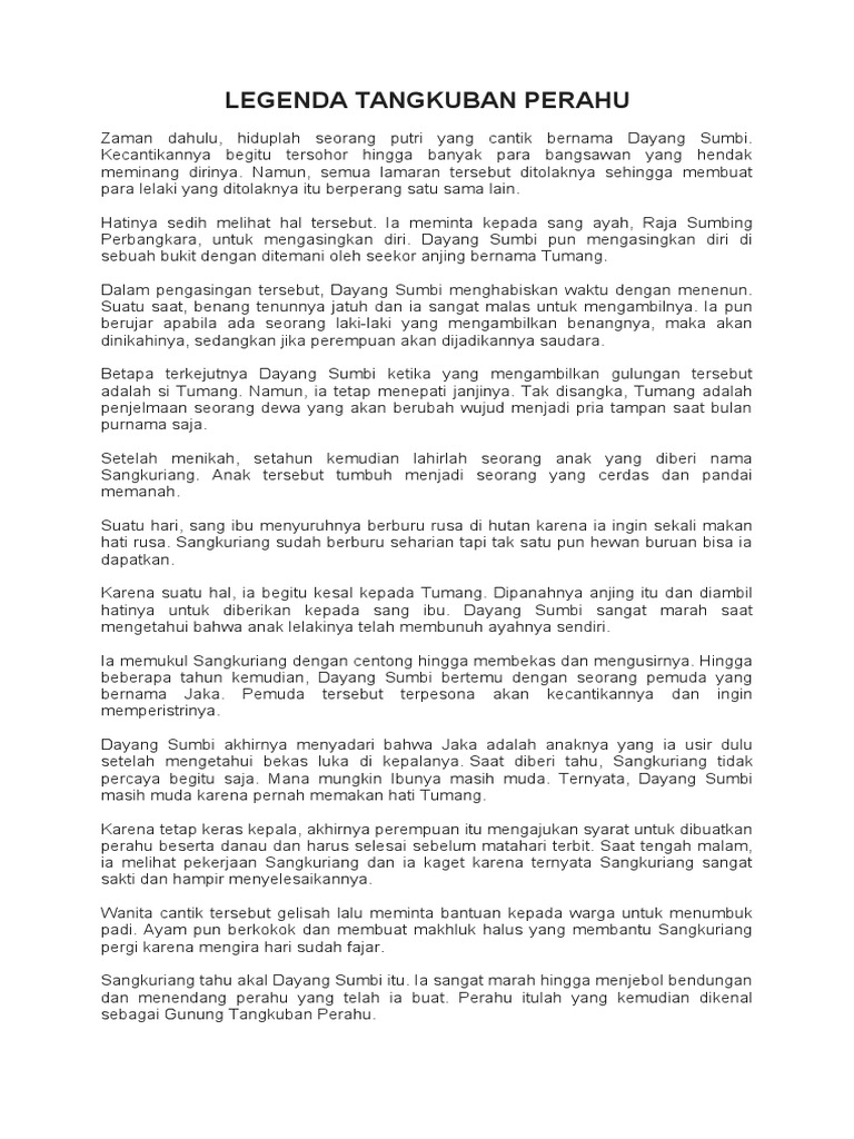 Legenda Tangkuban Perahu | PDF