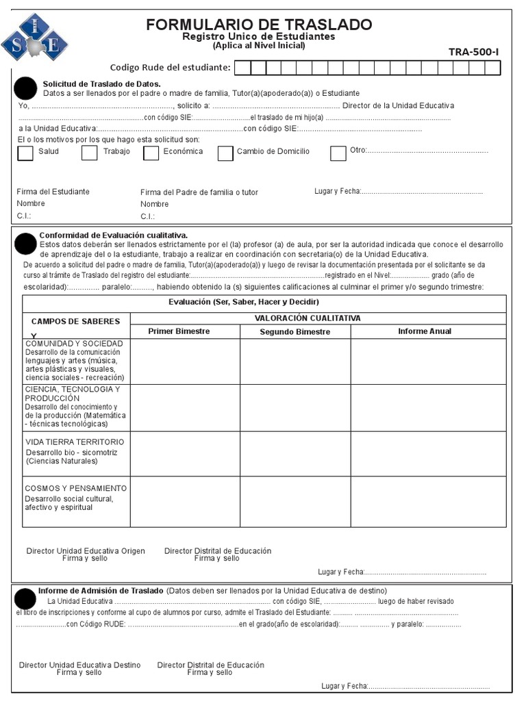 Form - Traslado Bolivia Tarija | PDF | Science