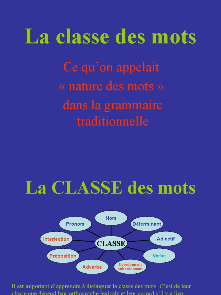 Comprendre les classes de mots | PDF | Nom (grammaire) | Pronom