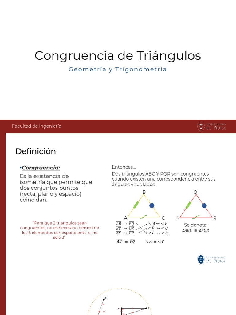 Material Complementario Triángulos - Congruencia UV - Udep.edu - Pe | PDF | Triángulo | Geometría