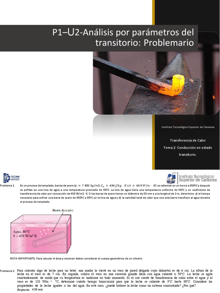 P1-U2-Análisis Por Parámetros Del Transitorio - Problemario 1-1 | PDF | Calor | Convección