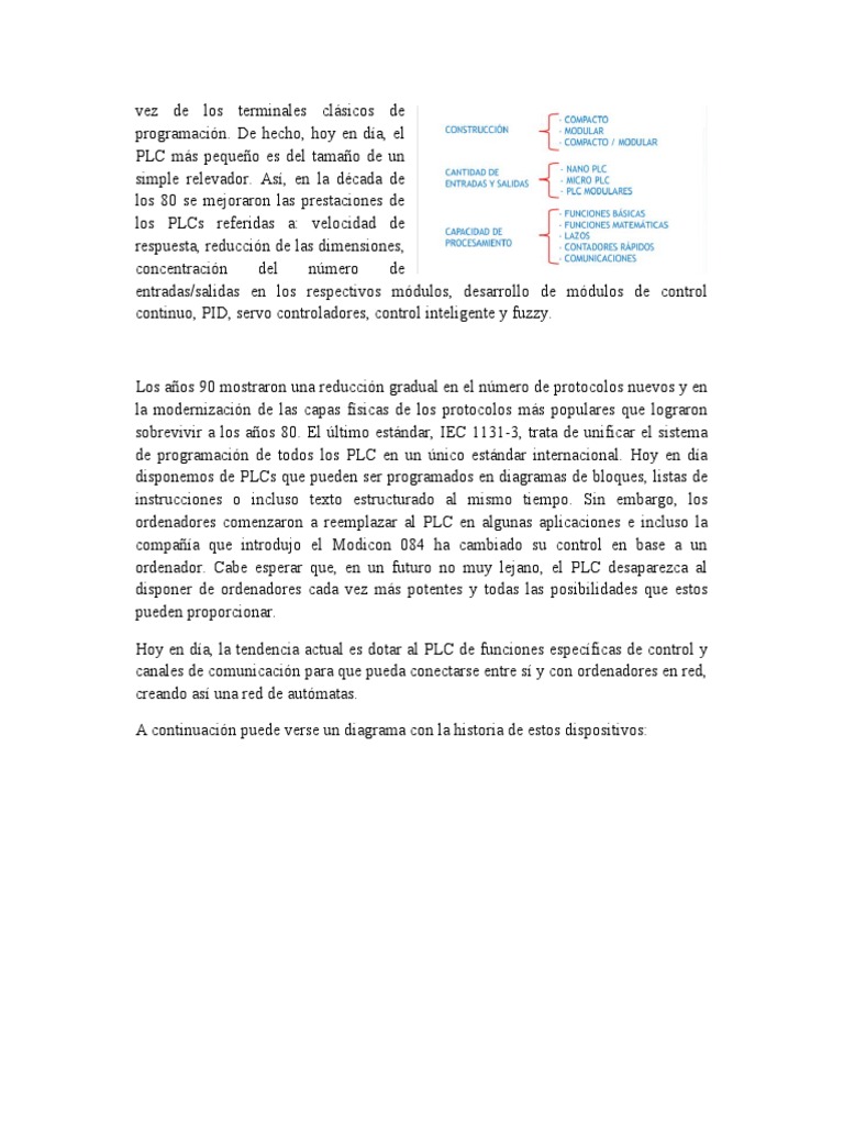Evolución y Aplicaciones de los PLCs | PDF | Controlador lógico ...