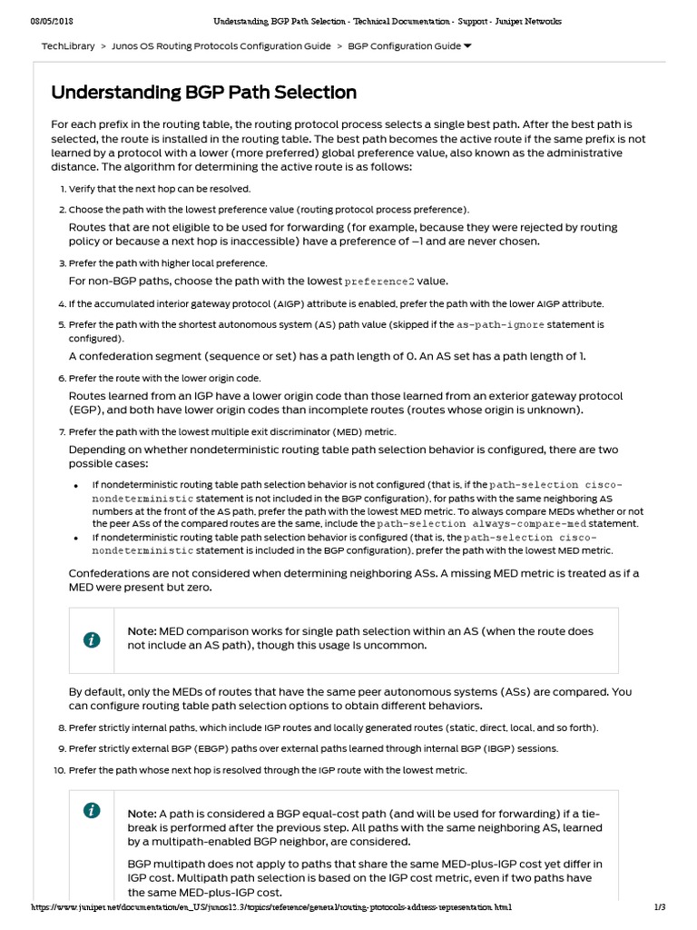 Understanding Bgp Path Selection Technical Documentation Support Juniper Networks