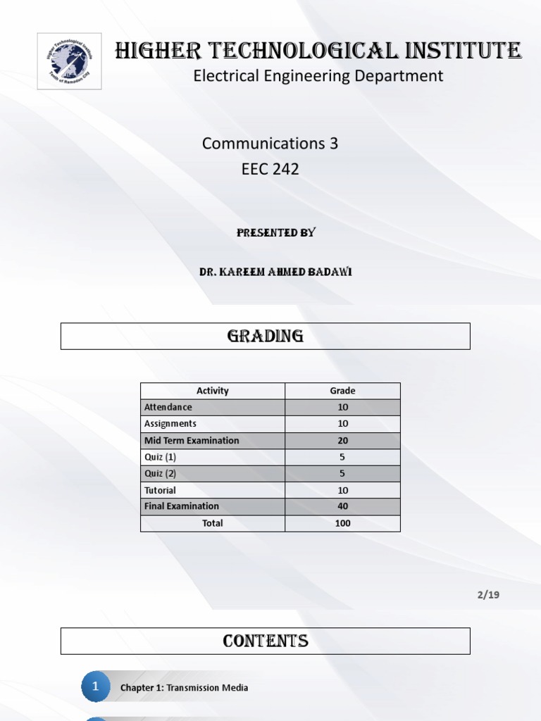 Communication 3, EEC 242, Chapter 1, Part B | PDF | Transmission Medium | Radio