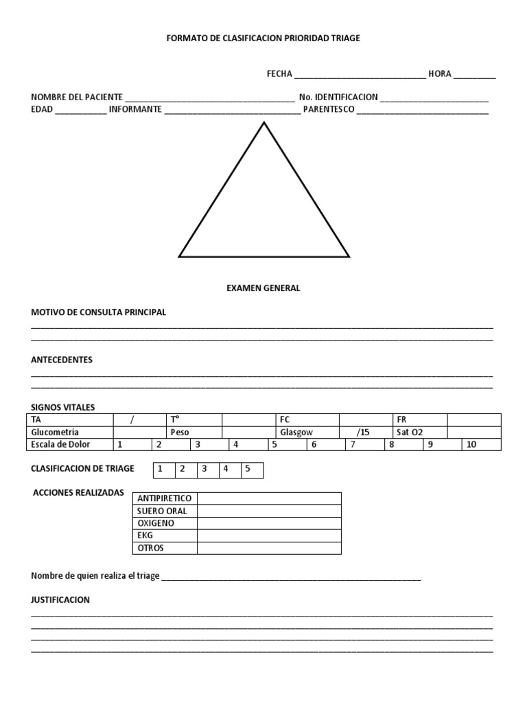 Formato de Clasificacion de Triage Pediatria I 2019 | PDF | Negocios
