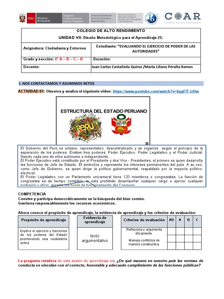 DMpA #25 - U7 - CIUDADANÍA Y ENTORNOS - III B - 2022 | PDF | Estado (política) | Corrupción política