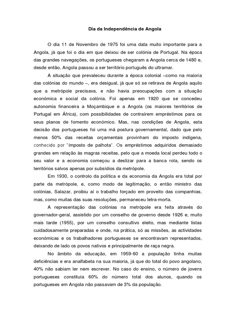 Independência de Angola: 1975 | PDF | Angola | Unita