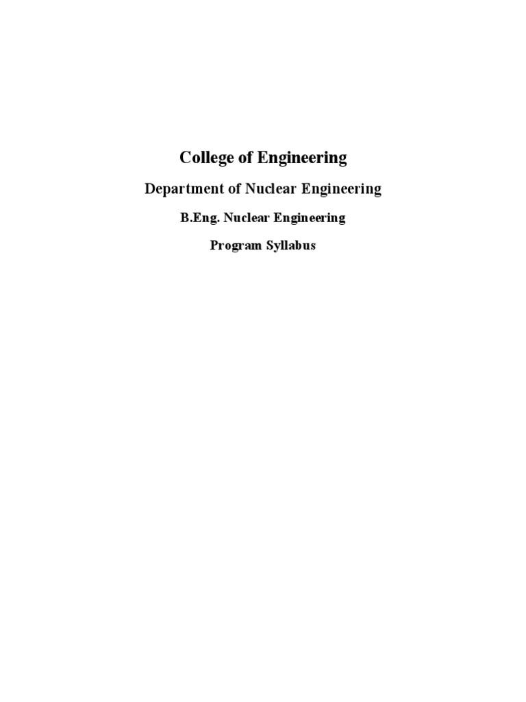 Nuclear Engineering Program Syllabus | PDF | Nuclear Fuel | Fluid Dynamics