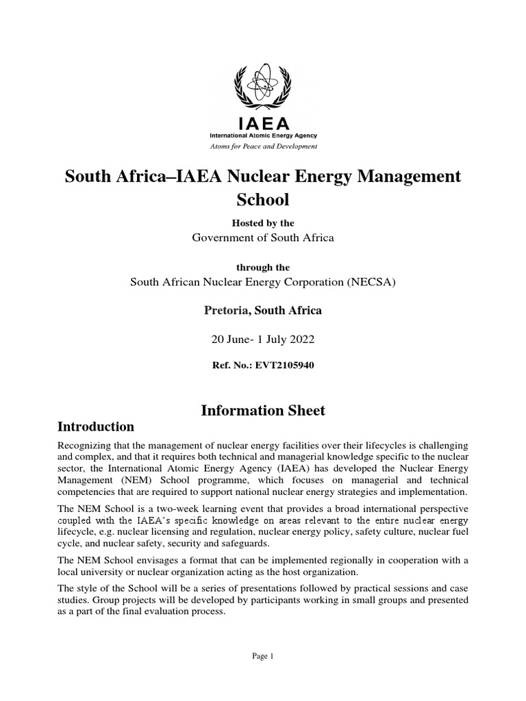Info Sheet Nuclear Energy Management School 1645089119 | PDF ... Info Sheet Nuclear Energy Management School 1645089119 | PDF ...