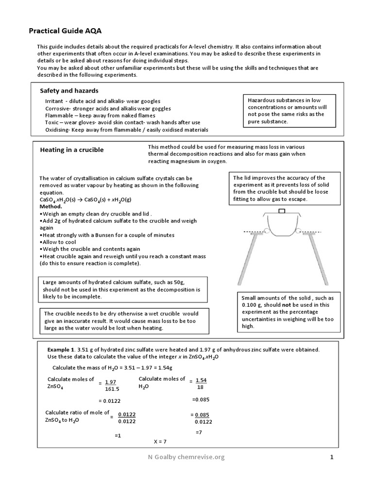 Practical Guide Aqa | PDF | Chemistry | Titration