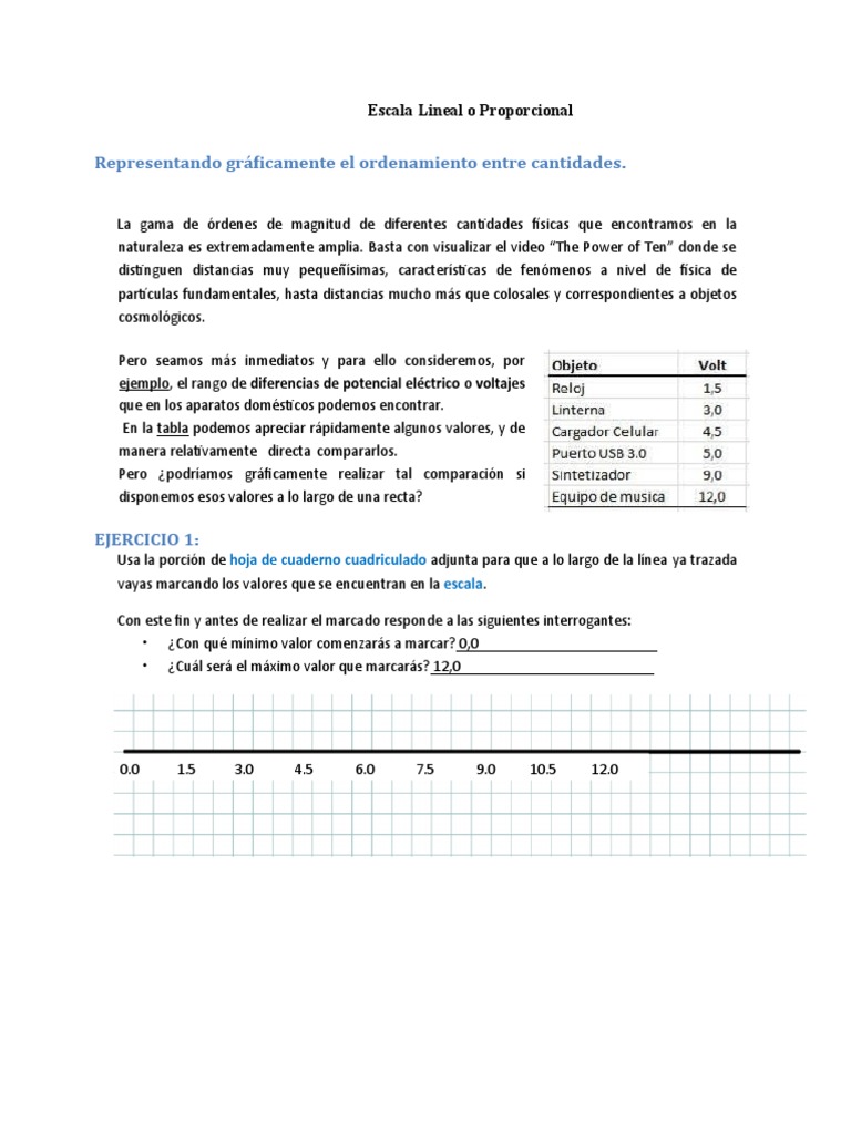 Escala Lineal en Física: Conceptos y Ejemplos | PDF | Física | Metrología