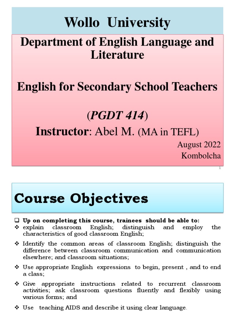 Classroom English Power Point For Eng A | PDF | Teaching Method | Teachers