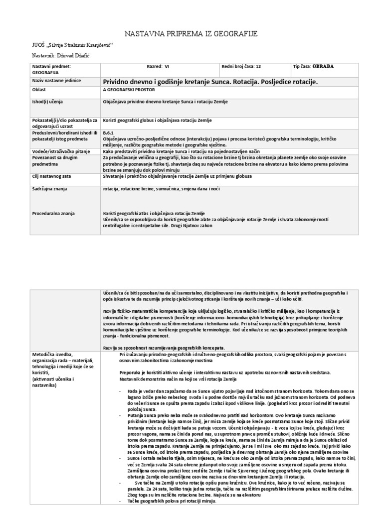 12.. Prividno Dnevno I Godišnje Kretanje Sunca. Rotacija. Posljedice ...