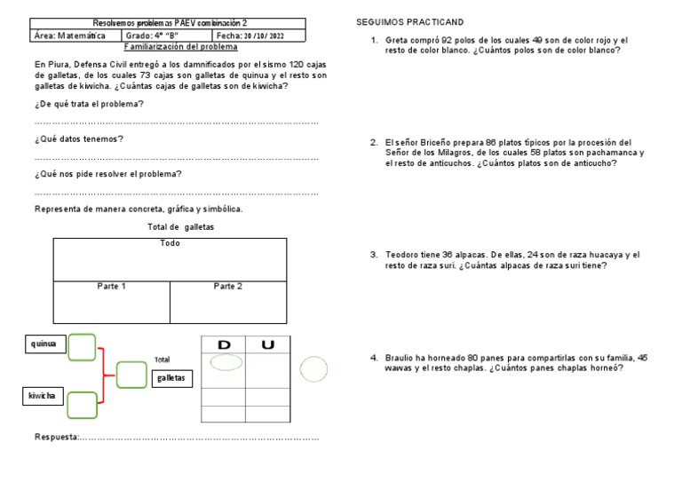 FICHA DE Resolvemos Problemas PAEV Combinación 2 | PDF