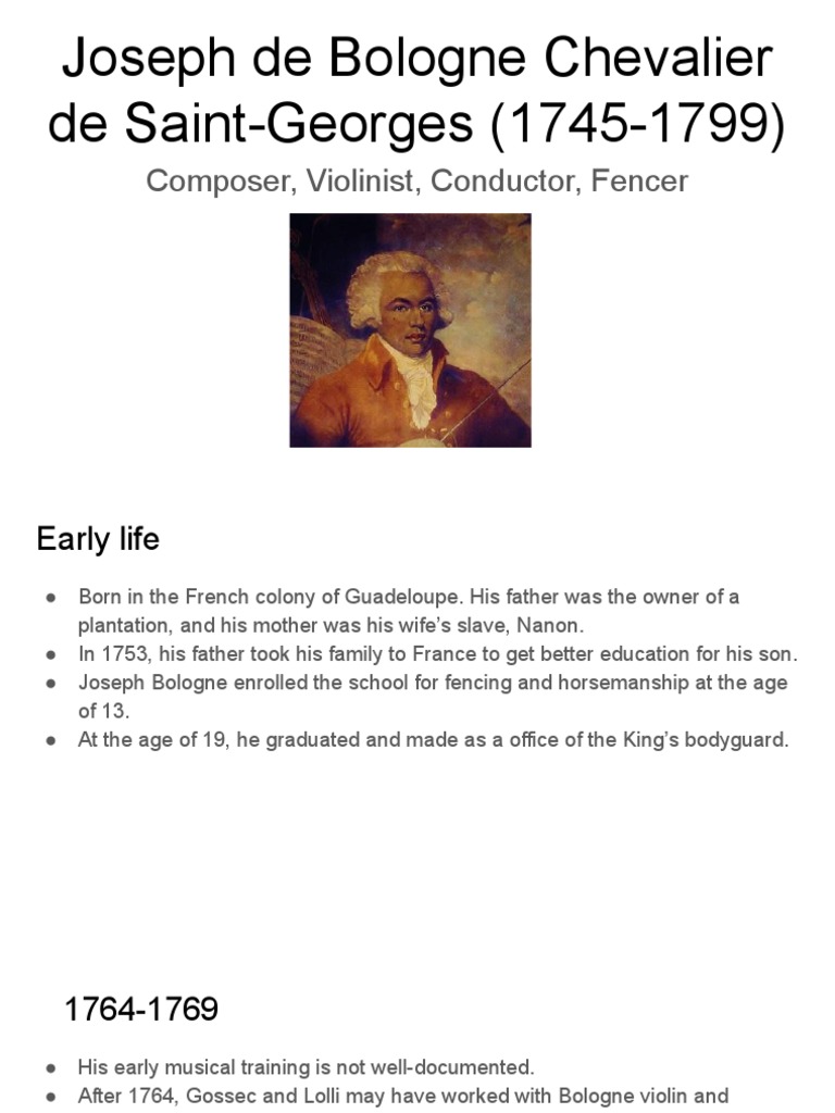 Joseph de Bologne Chevalier de Saint-Georges (1745-1799) | PDF ...