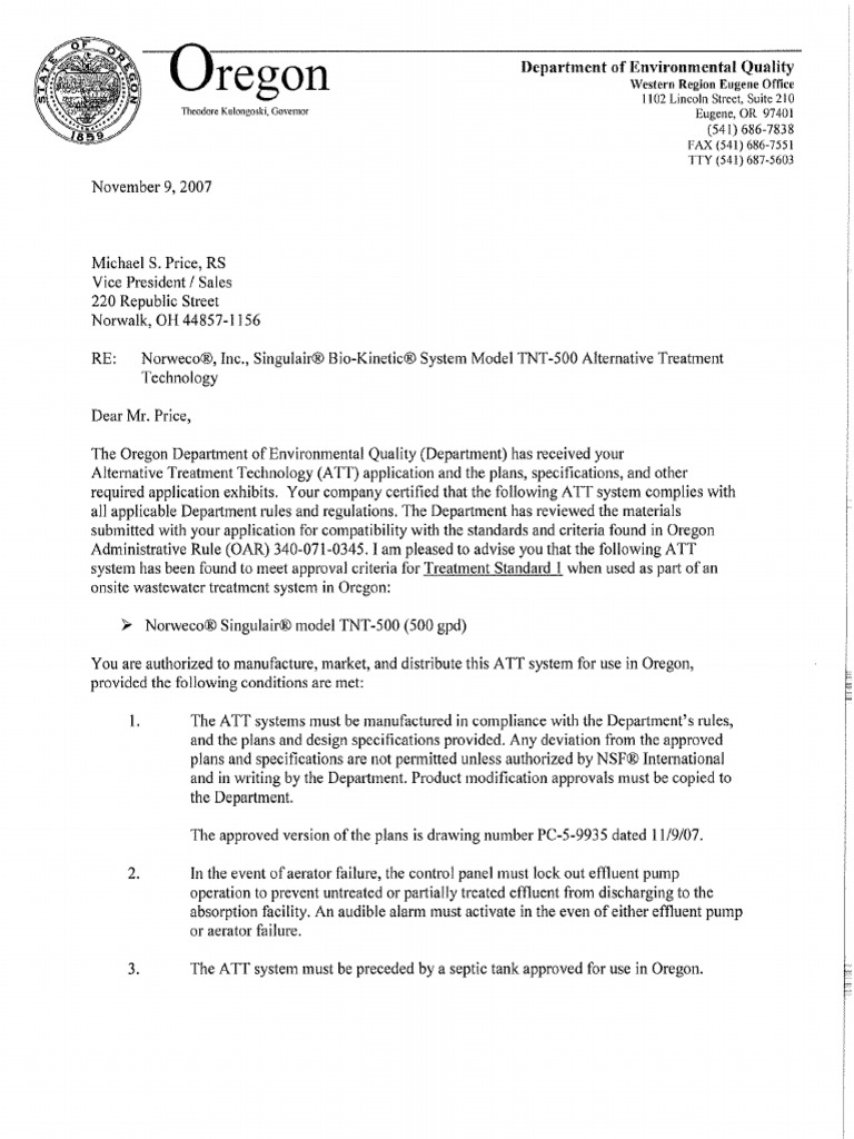 Approval Letter Norweco | PDF