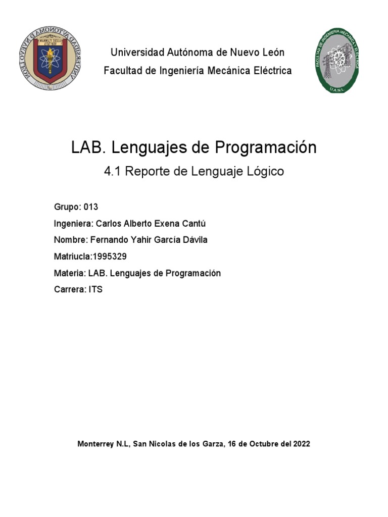 4.1 Reporte de Lenguaje Logico | PDF | Lenguaje de programación ...