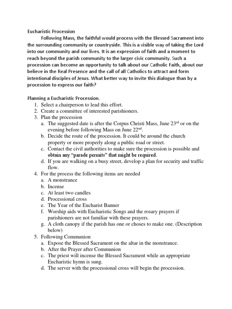 Guidelines for Eucharistic Procession Canopy | PDF | Eucharist | Mass ...