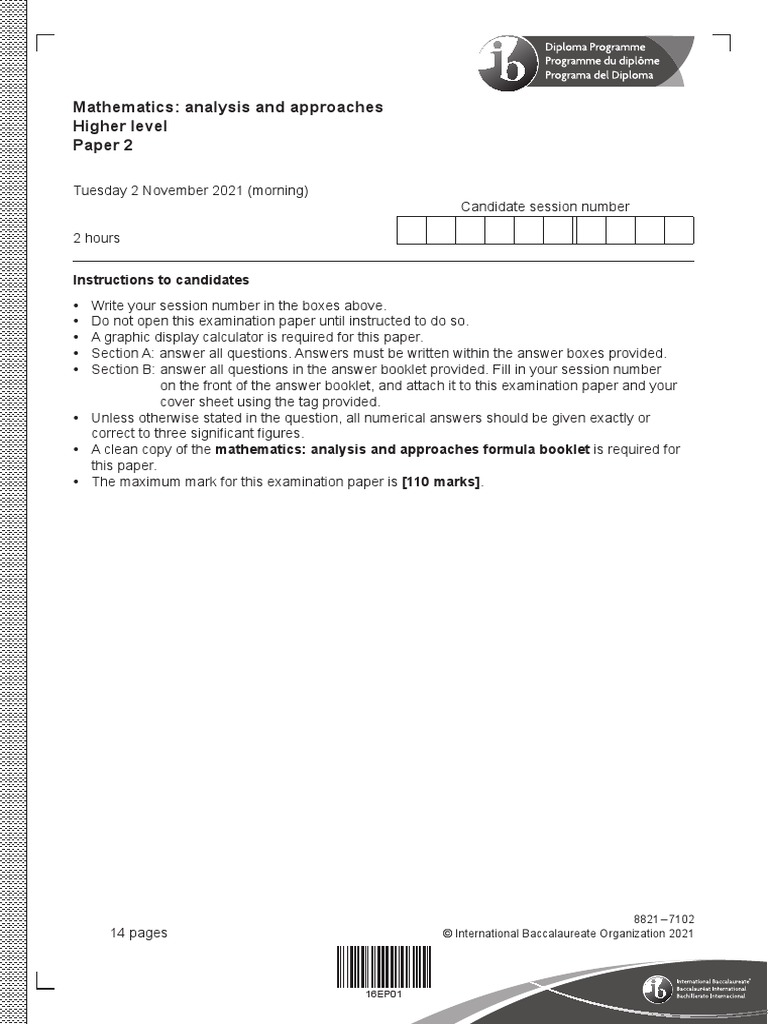Analysis and Approaches Higher November 2021 Paper 2 | PDF | Plane ...