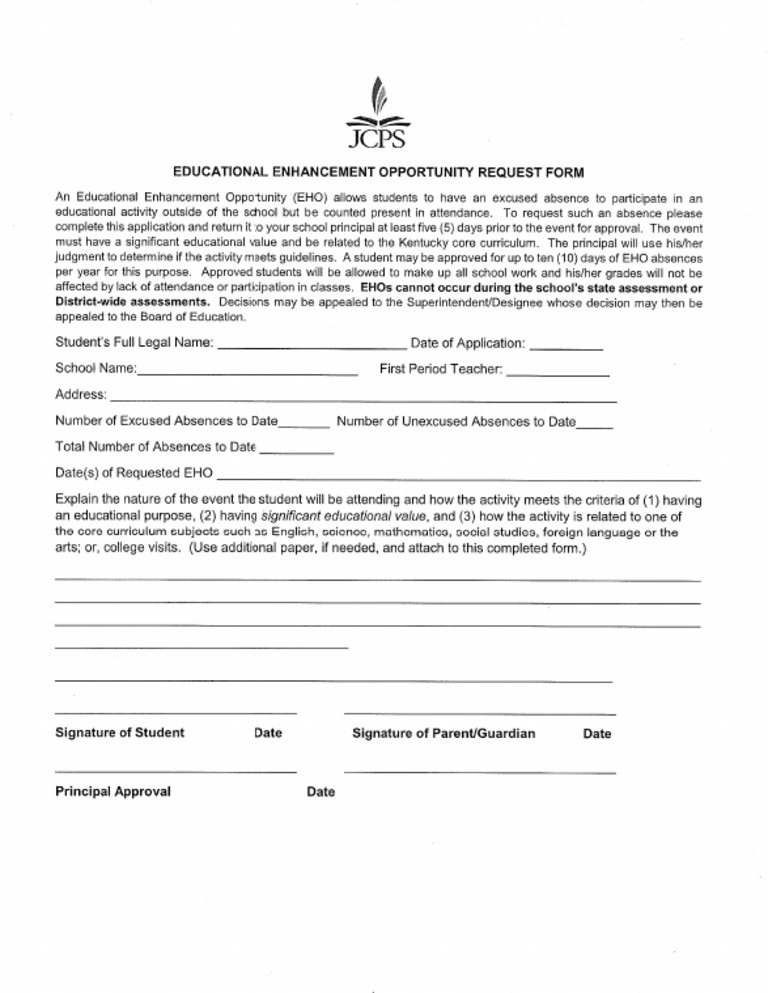 Educational Enhancement Opportunity Request | PDF