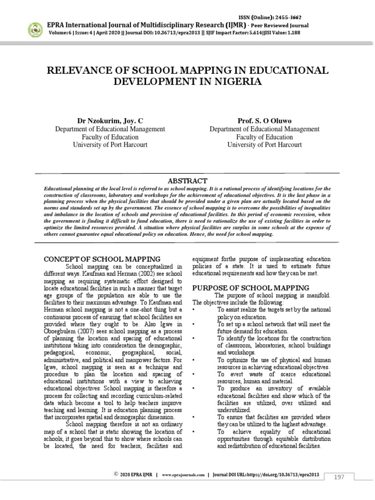 Relevance Of School Mapping Pdf Digital Object Identifier Teachers
