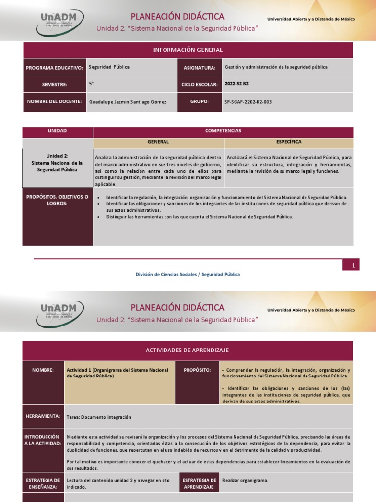 PD Unidad 2 - SP-SGAP-2202-B2-003 | PDF | México | Planificación