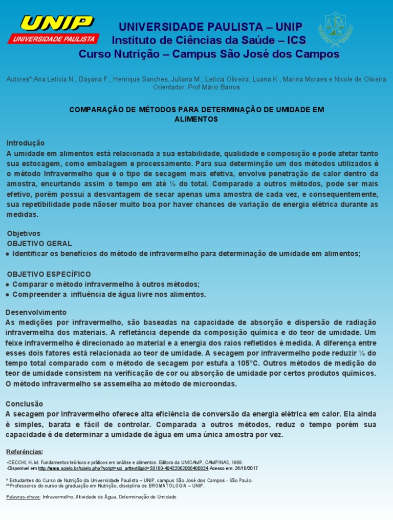 Modelo de Banner UNIP - APS | PDF | Umidade | Química