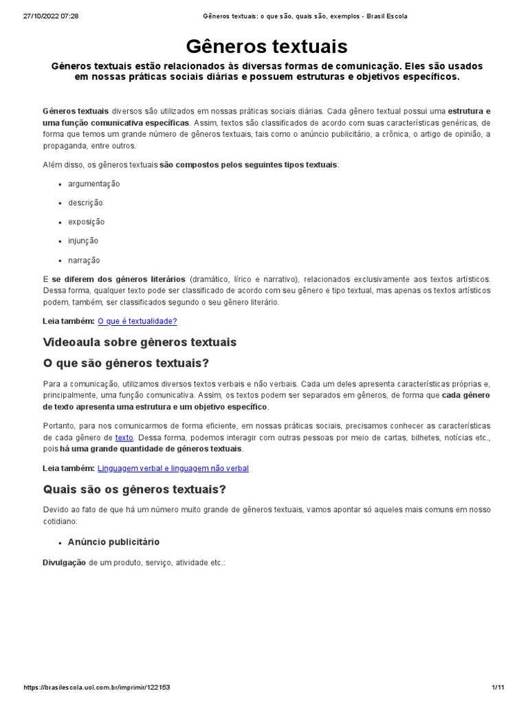 Gêneros Textuais: O Que São, Exemplos, Tipos X Gêneros – BGZD